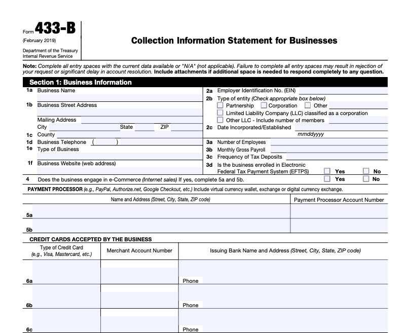 How to Fill Out Forms 433-B and 433-B (OIC) for Businesses?